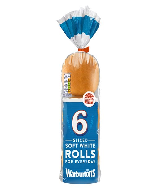 Warburtons 6 Soft White Sliced Rolls – Kasa Beeston