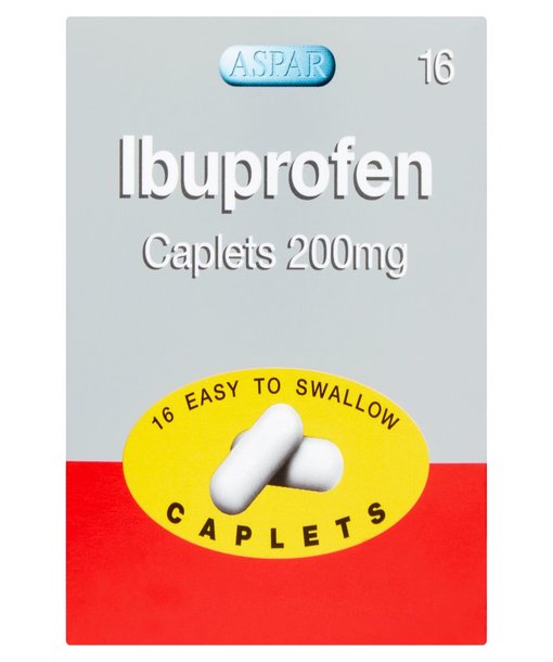 Aspar Ibuprofen Caplets 200mg 16 Easy to Swallow Caplets – Kasa Beeston